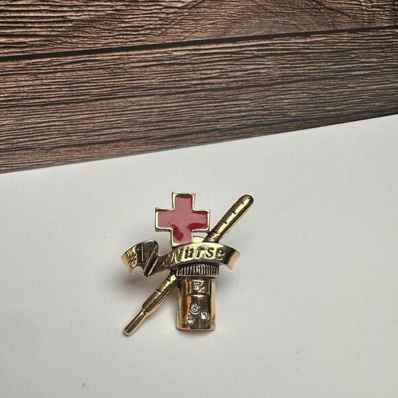 Avon | Jewelry | Avon Nurse Lapel Tack Pin With Red Cross Pill Bottle ...
